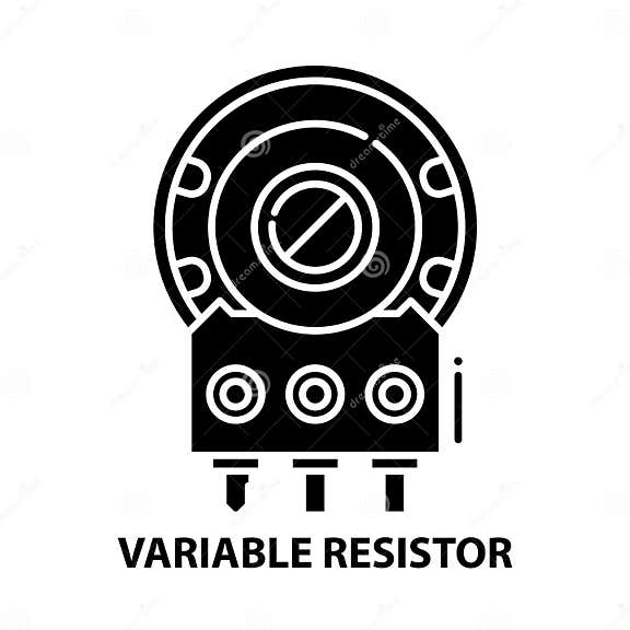 Variable Resistor Icon, Black Vector Sign with Editable Strokes ...
