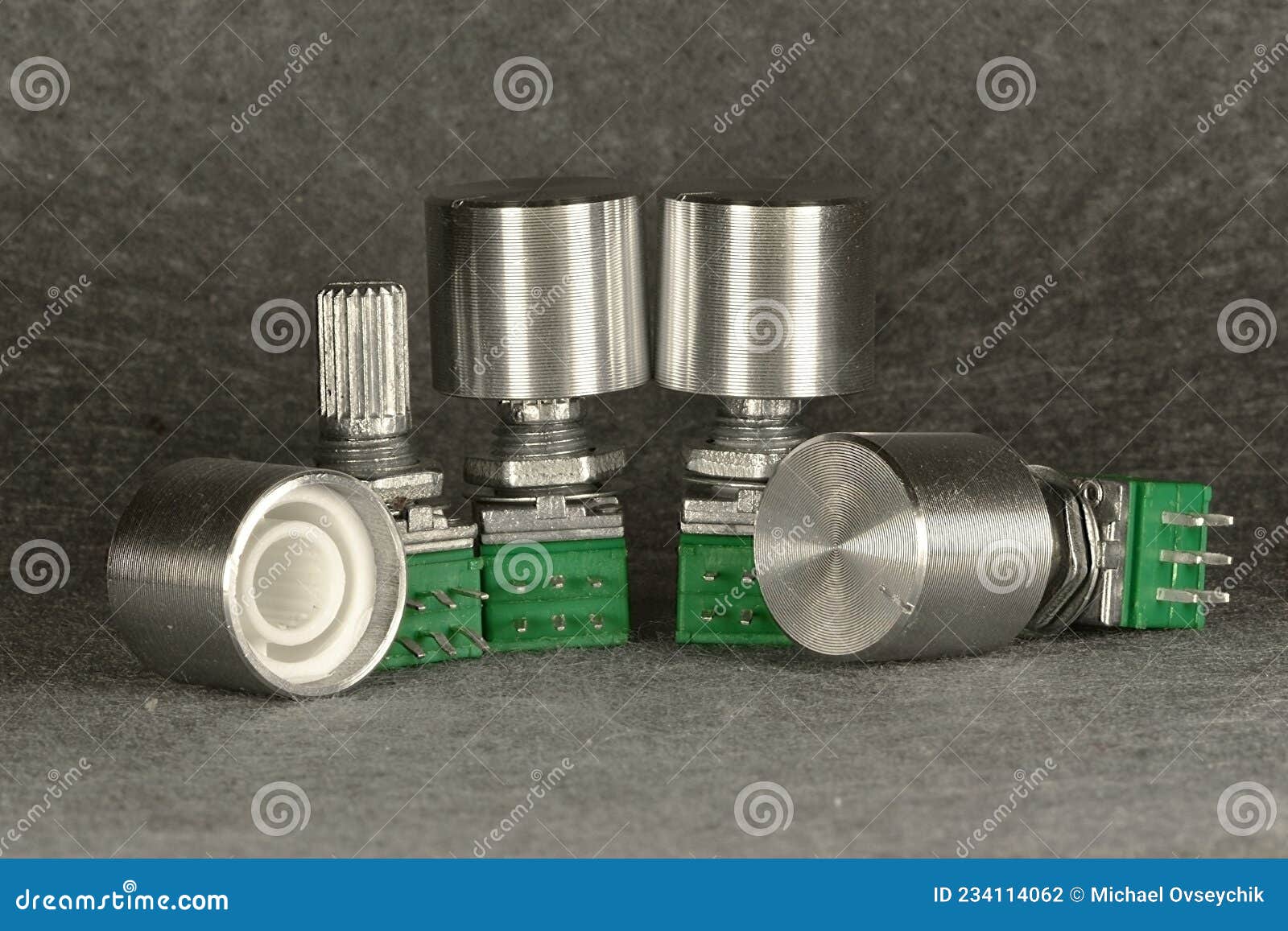 Variable Resistors In A Very Compact Housing On A Circuit Board Stock ...