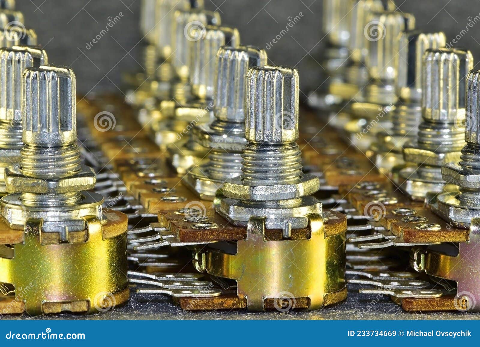 Variable Resistors In A Very Compact Housing On A Circuit Board Stock ...