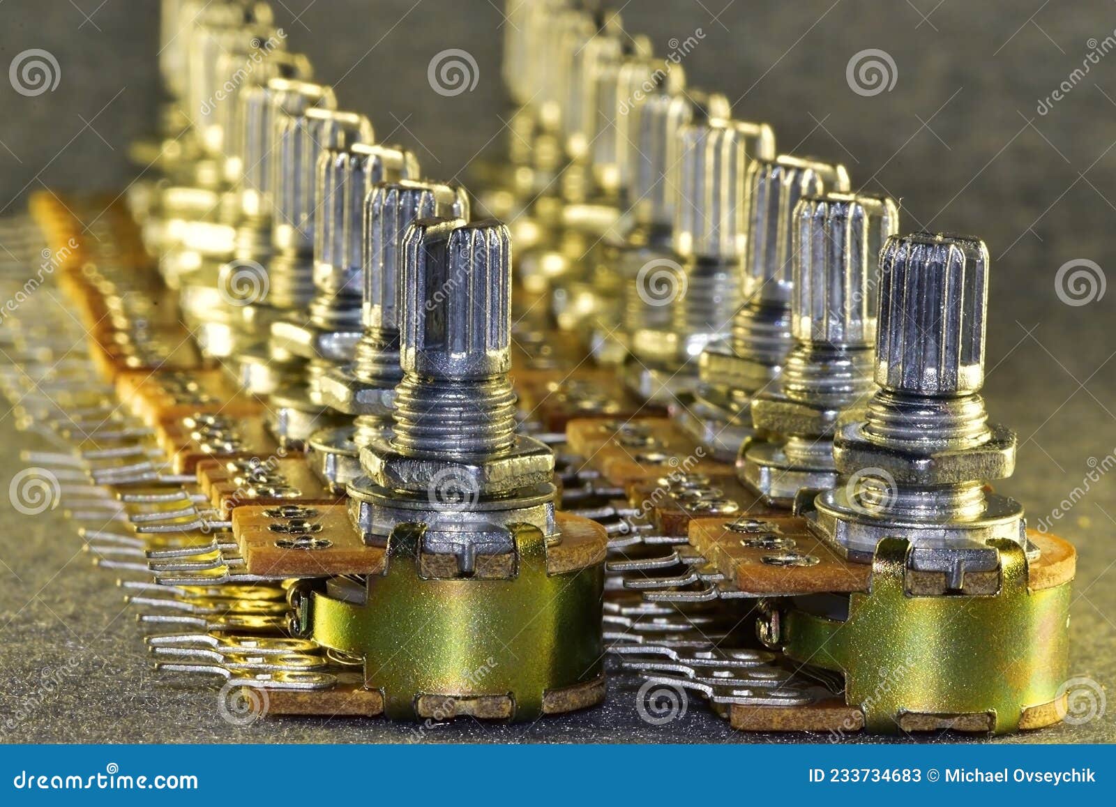Variable Resistors Potentiometers, Standing in Several Rows Stock Image ...