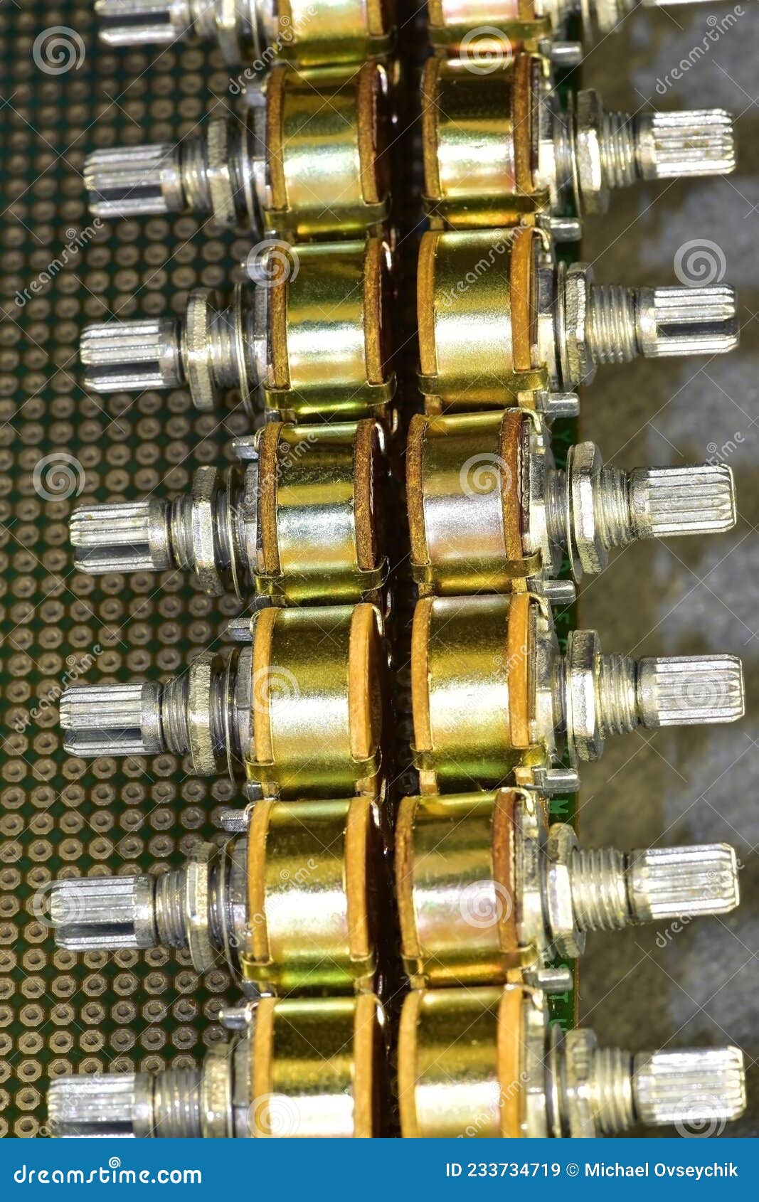 Variable Resistors In A Very Compact Housing On A Circuit Board Stock ...
