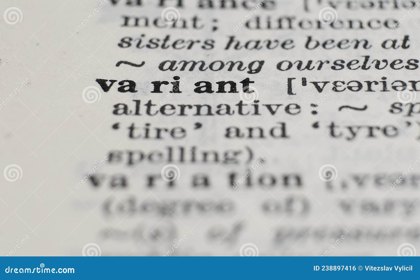 Variant Dictionary Definition Close-up Stock Photo - Image of ...