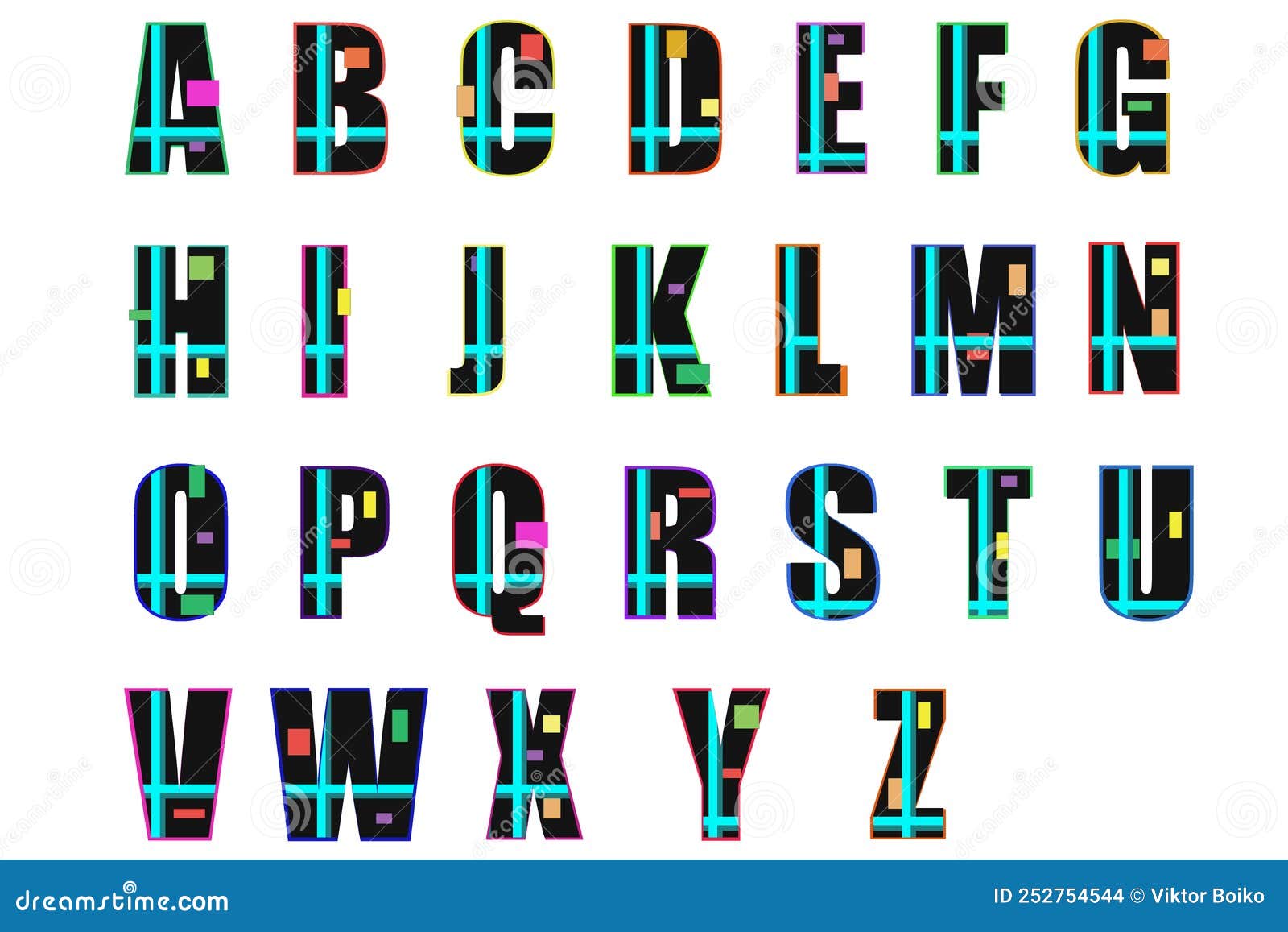 Variant of Graphic Design of Letters of the Alphabet Stock Illustration ...