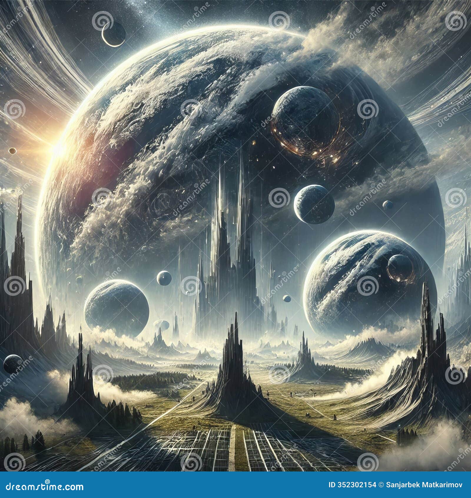 Variants Parallel Worlds with Unique Environmental Conditions Stock Illustration - Illustration ...