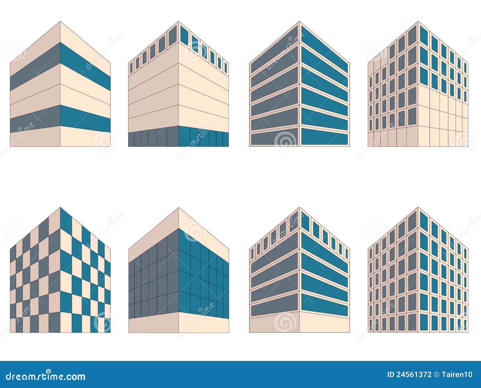 Varias Muestras De Edificios En Perspectiva Ilustración del Vector ...