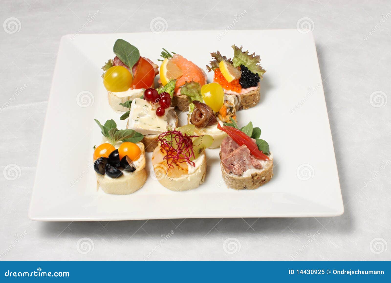 Variation of canapes stock image. Image of camembert - 14430925