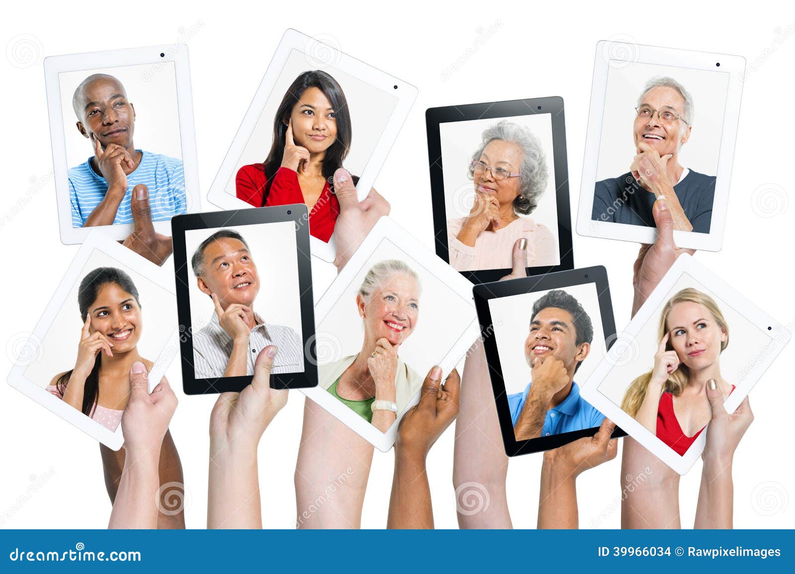 Variation of Hands Holding Digital Tablets with Multi Ethnic People ...