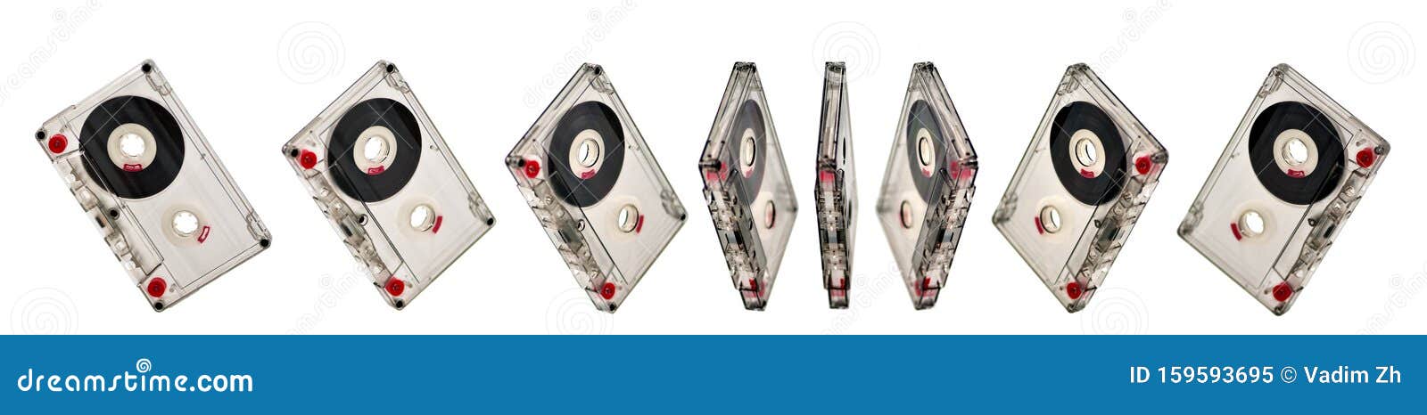 Position of Compact Audio Cassettes in Rotation Isolated on White ...