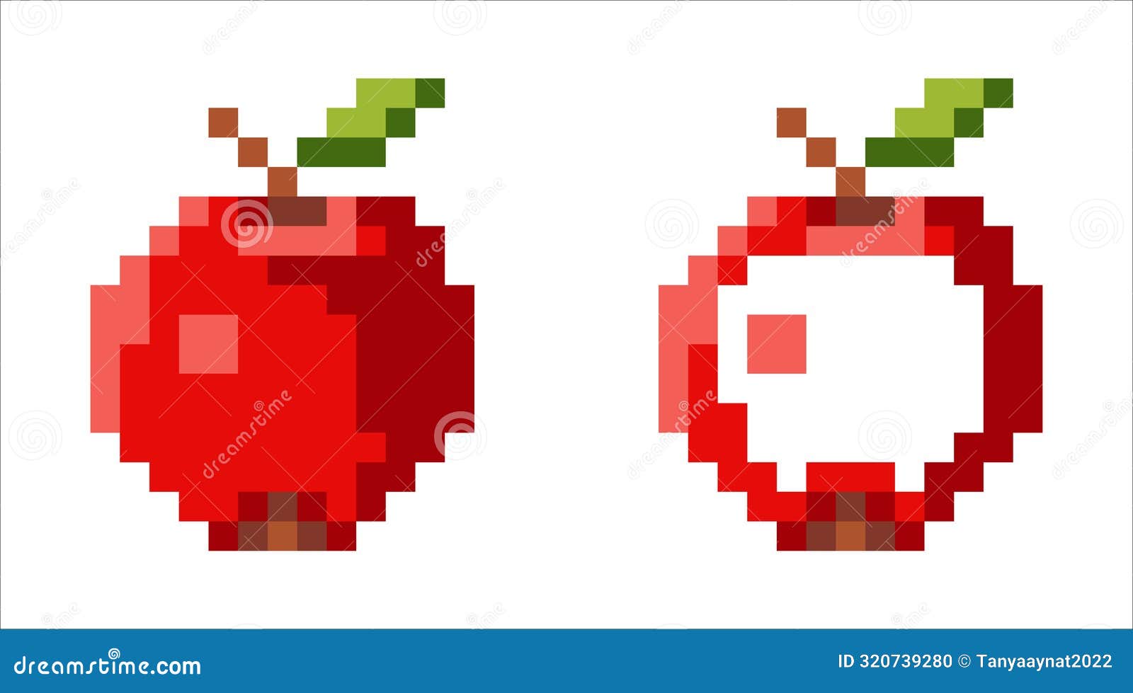 Variations of Apple Pixel Icons on a White Background. Stock Vector ...