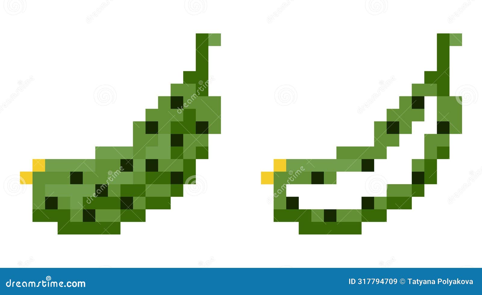 Cucumber Pixel Art. Cartoon Cucumbers 8 Bit. Pixelate Vegetable. Vector ...