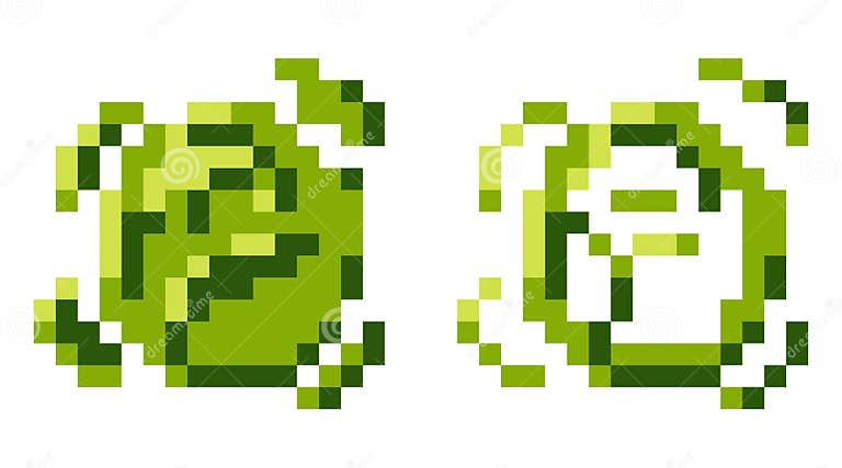 Variations of Pixel Cabbage Icons on a White Background. Stock Vector ...