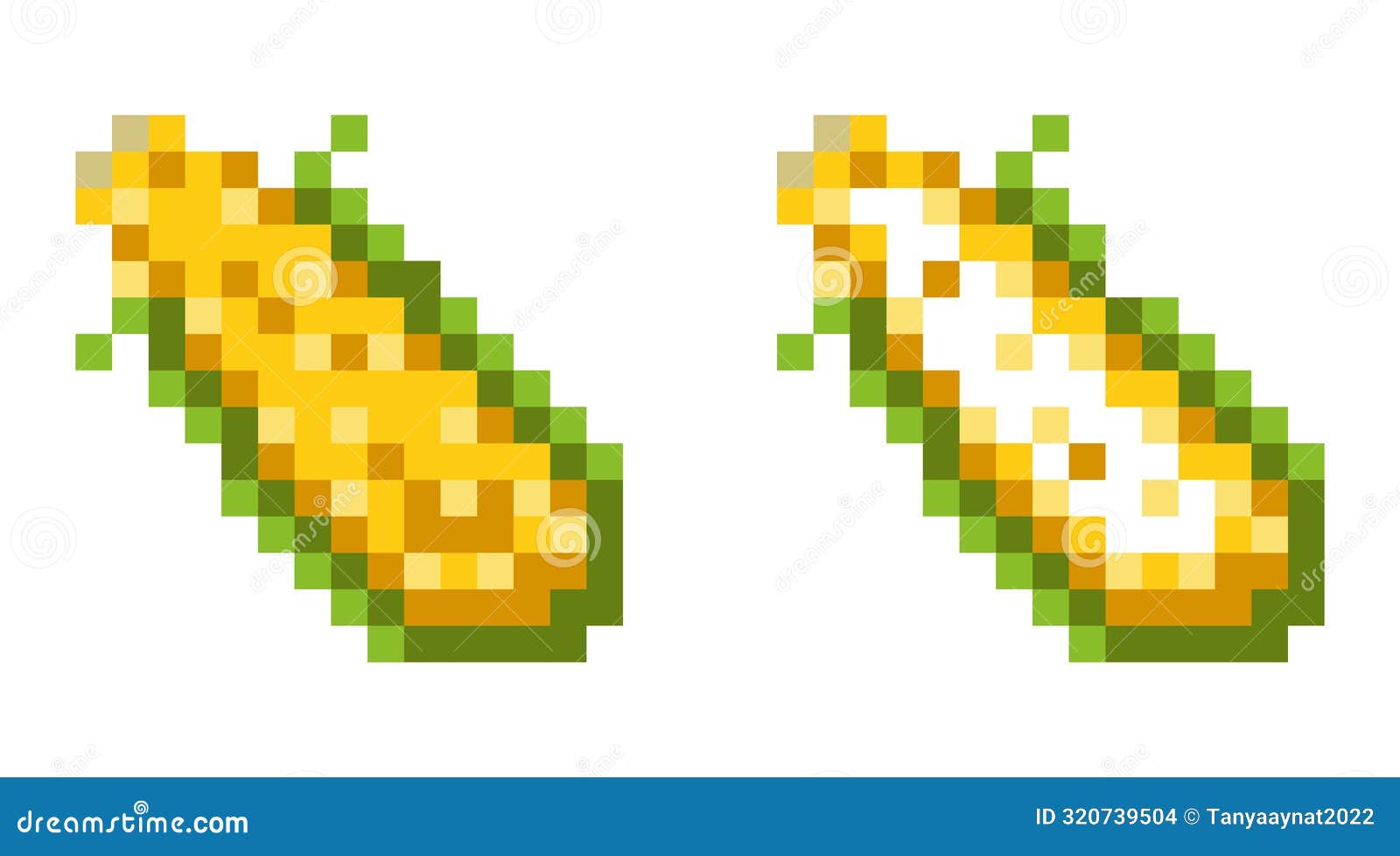 Pixel-art Corn. Whole Corn On Blue Background. Vector Illustration ...