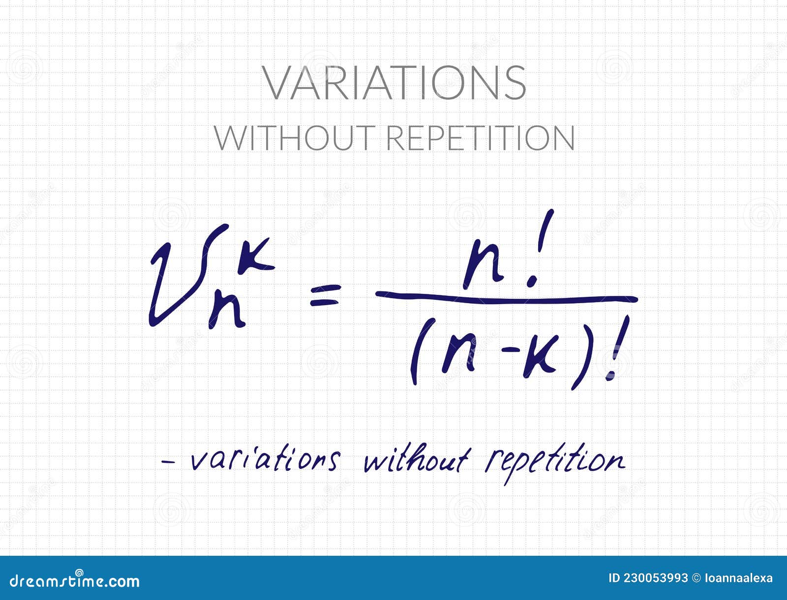 Variations without Repetition Formula Stock Vector - Illustration of ...