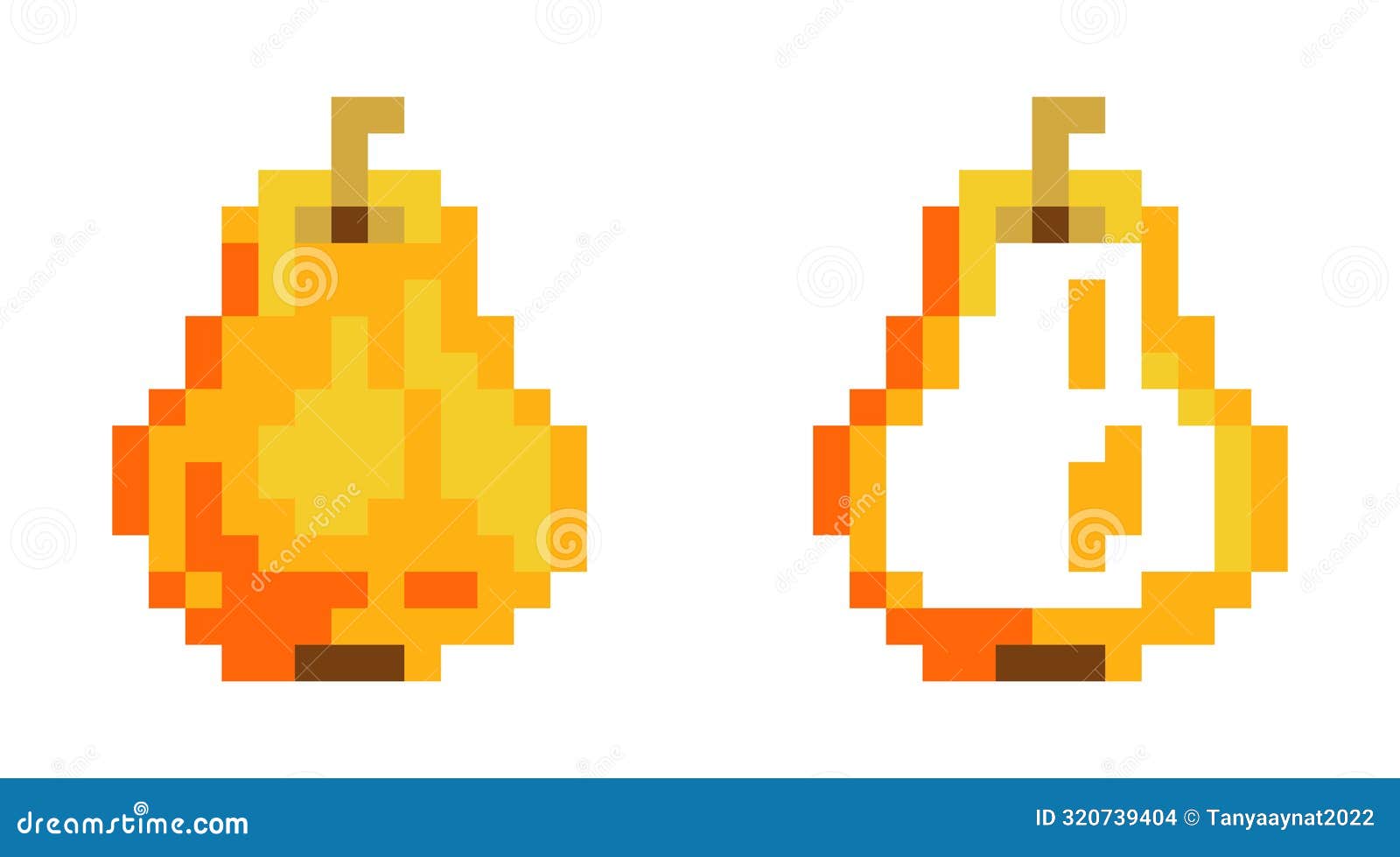 Pear Pixel Art 8 Bit Video Game Fruit Icon Cartoon Vector ...