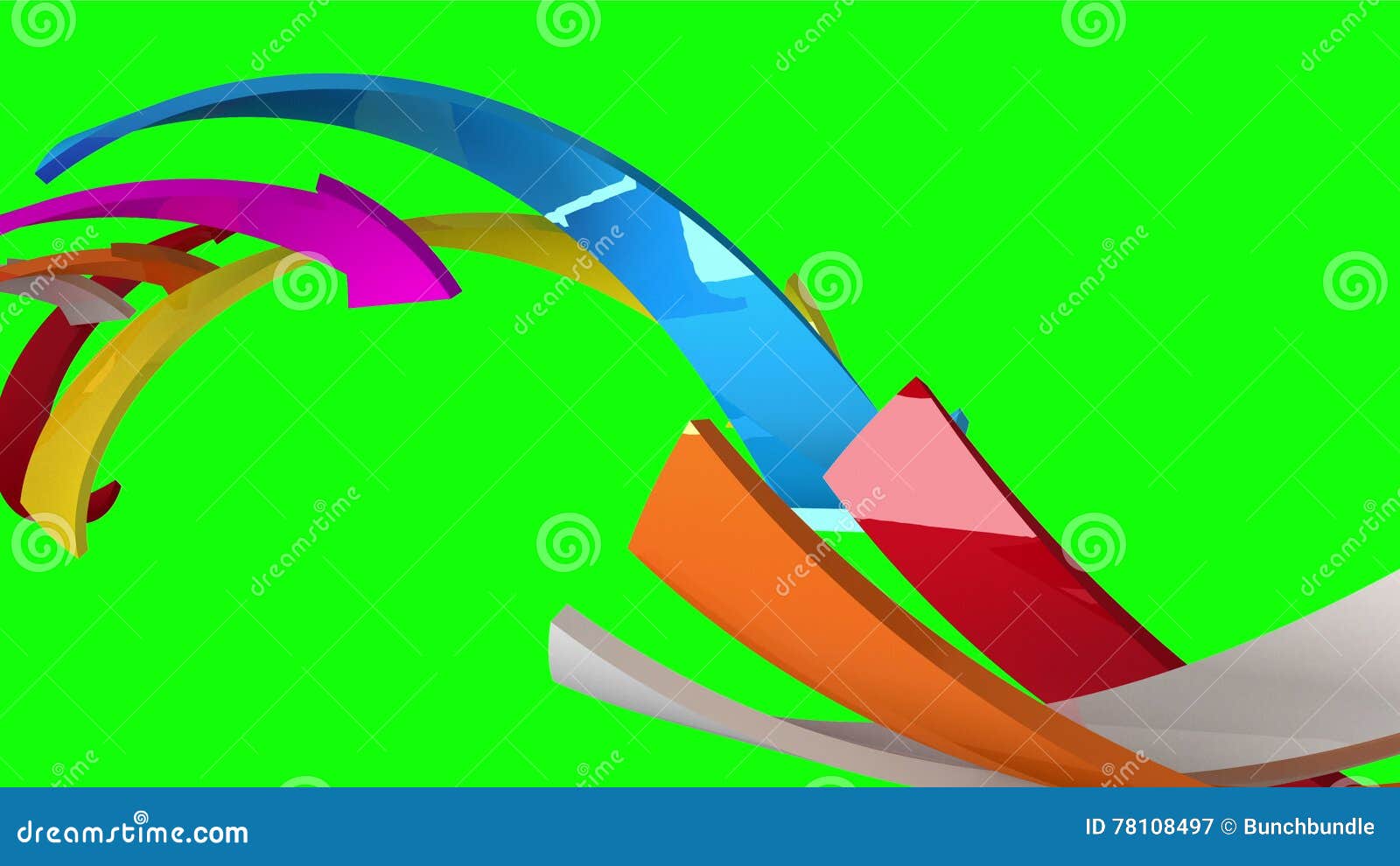 Varicolored 3D Arrows Move on Green Screen, CG Animation, Seamless Loop ...