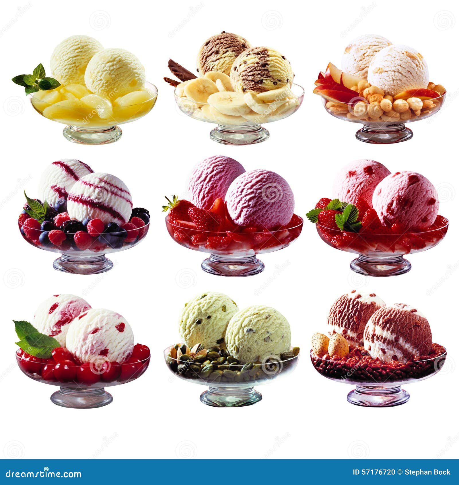 Varie Coppe Gelato, Collage Fotografia Stock - Immagine di crema ...