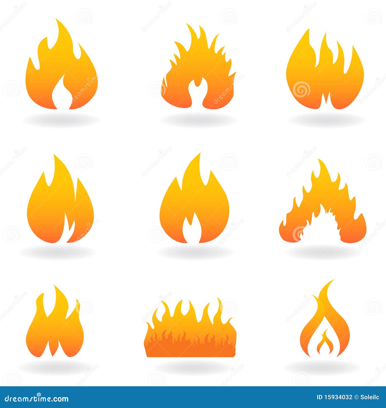Varie Icone Del Fuoco E Della Fiamma Illustrazione Vettoriale ...
