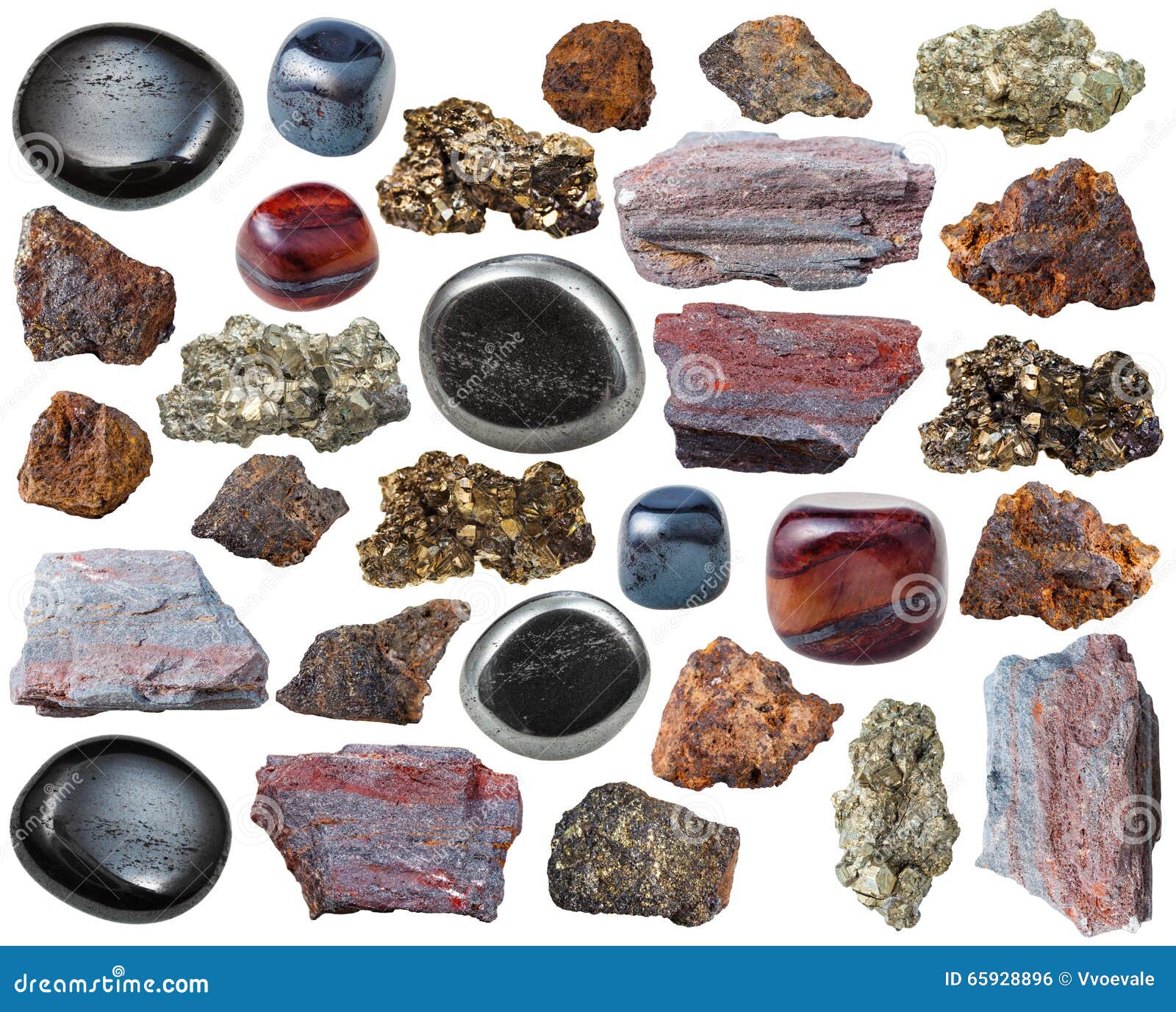 Varie Pietre E Rocce Del Minerale Di Ferro Isolate Fotografia Stock ...