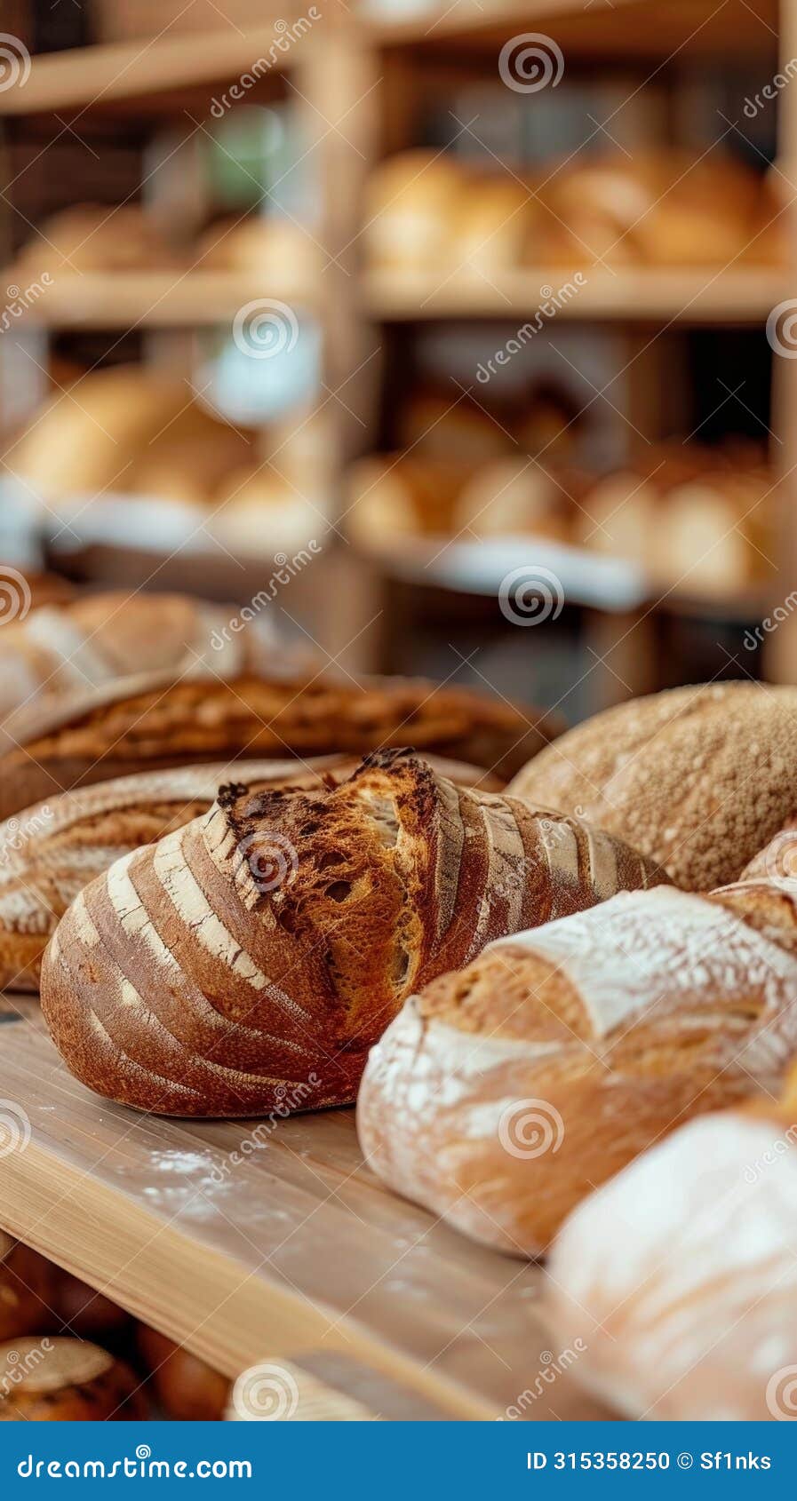 Varied Artisan Breads on Display, Highlighting the Textures and Forms ...