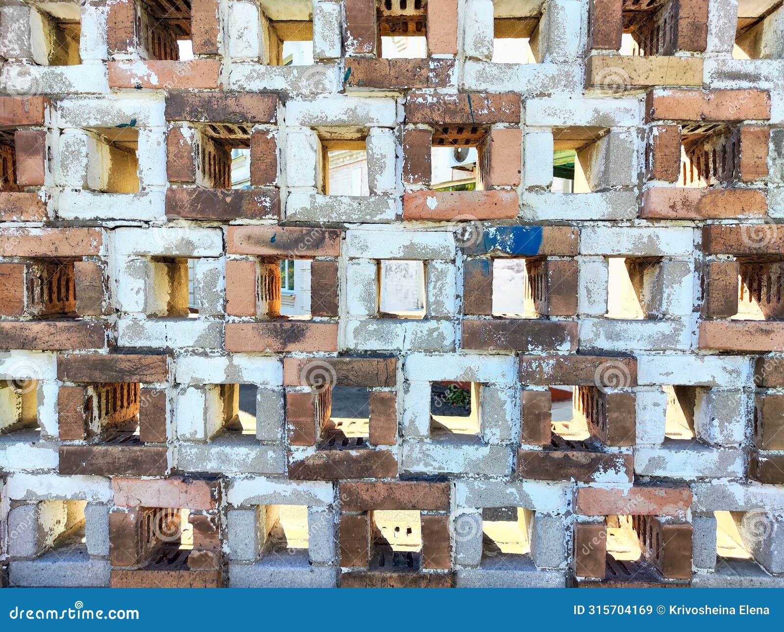 Brick Wall with Varied Patterns and Textures in Daylight. Background ...