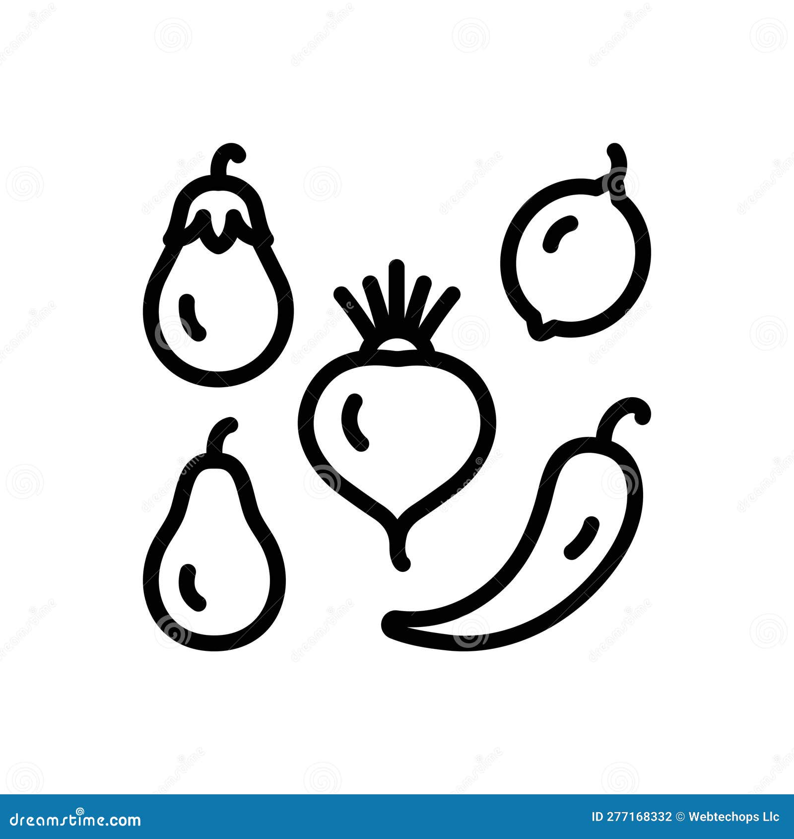 Black Line Icon for Varied, Different and Vegetables Stock Vector ...