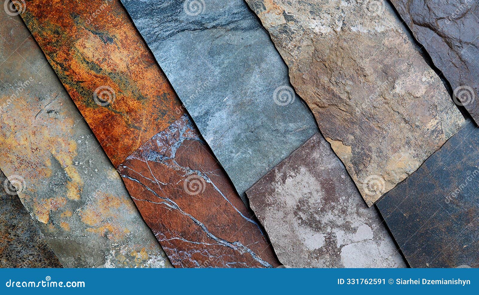 Varied Slate Tiles in Rich Colors Arranged in a Diagonal Pattern on a ...