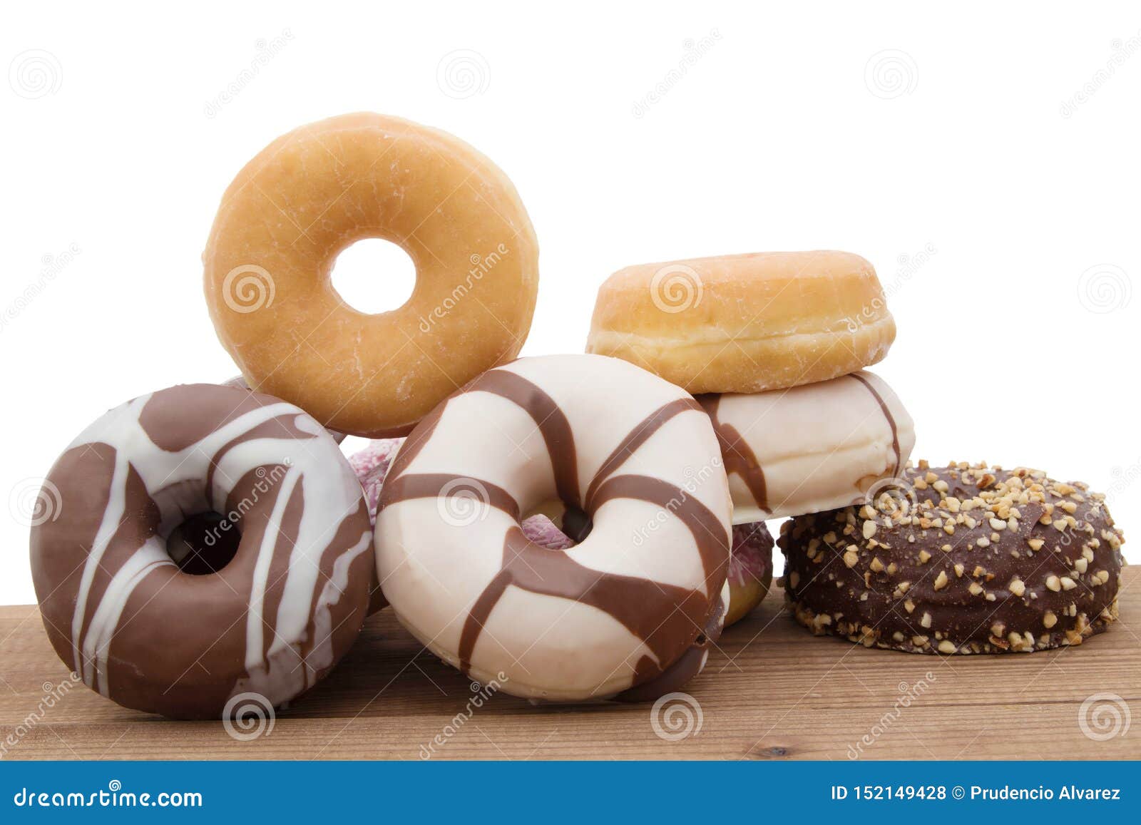 Varied and stacked donuts stock photo. Image of glaze - 152149428