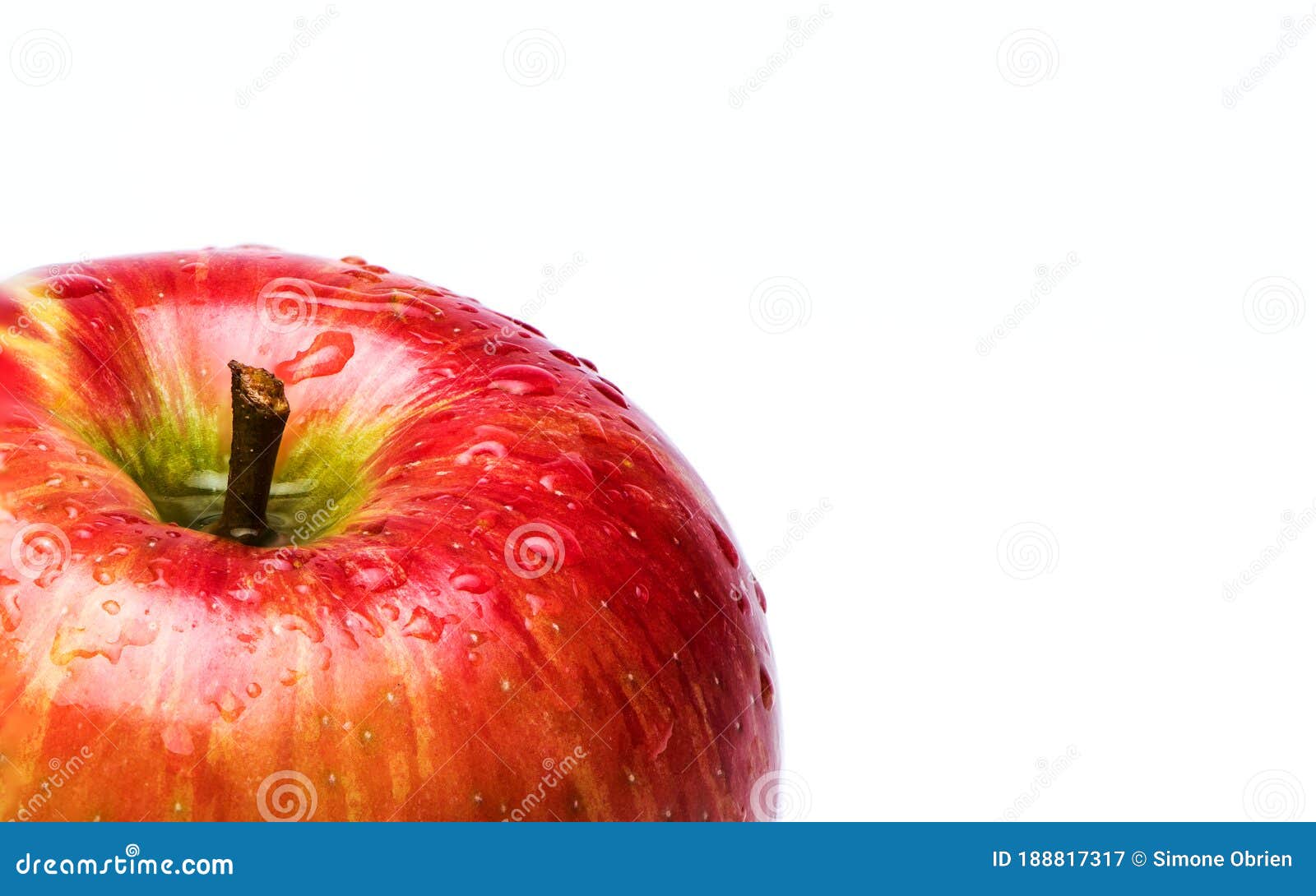 Variegated Apple Red and Yellow with Water Drops on White Background ...