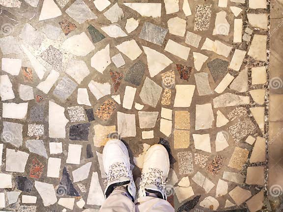 Multi-Colored Tiled Flooring with Intricate Patterns. Background ...