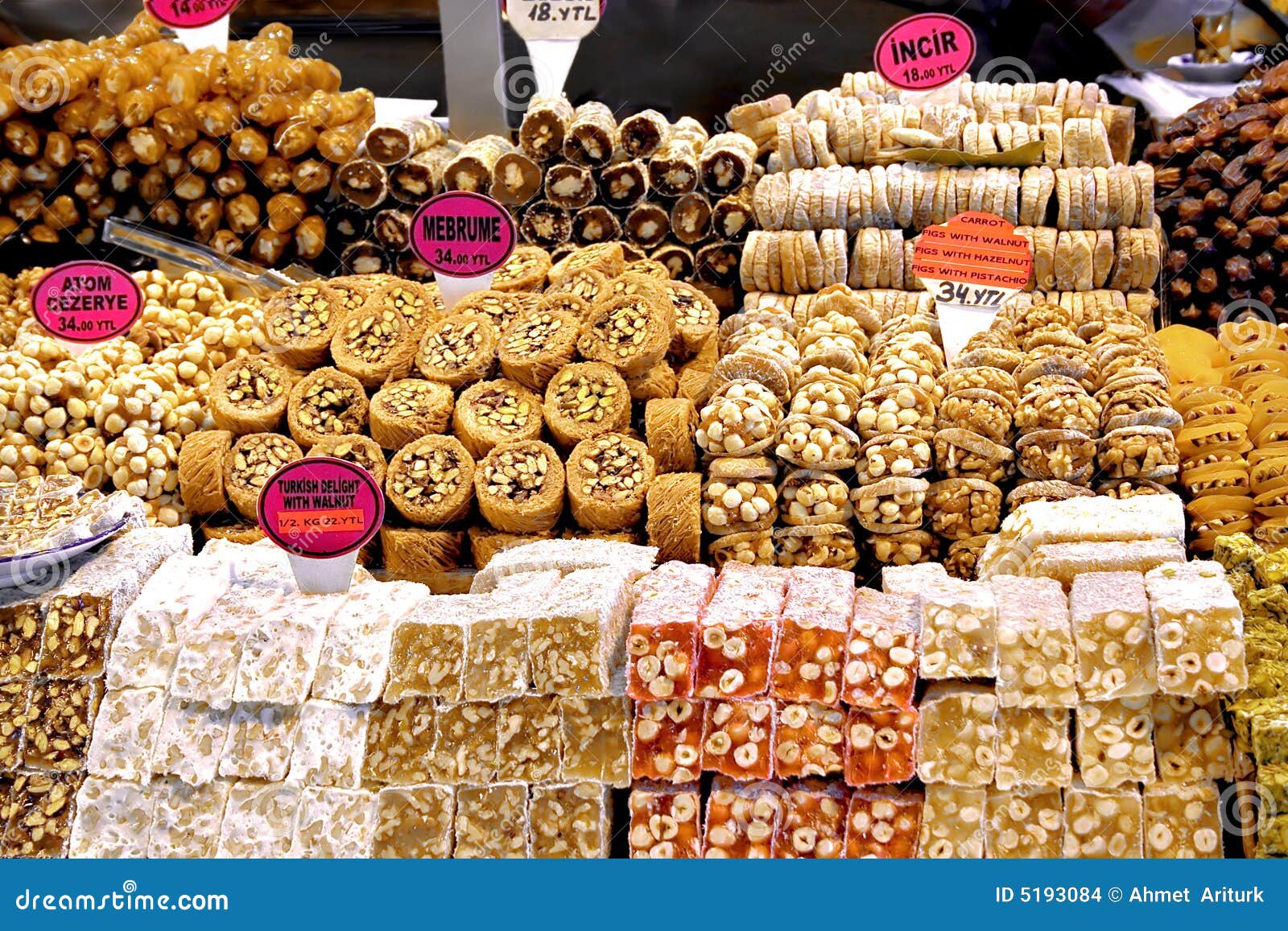 Varietà di dolce turco fotografia stock. Immagine di caloria - 5193084