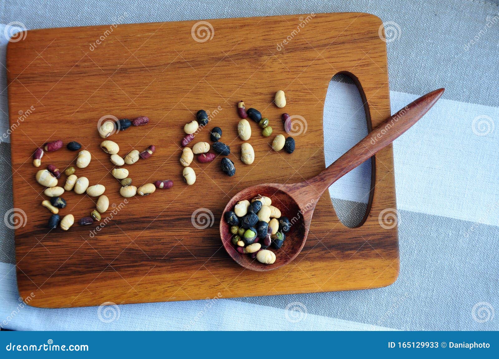 Varieties Beans Shape in Wording Bean on Wooden Board Stock Image ...