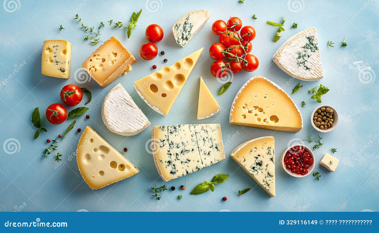 Varieties of Cheese Top View. Selective Focus Stock Illustration ...