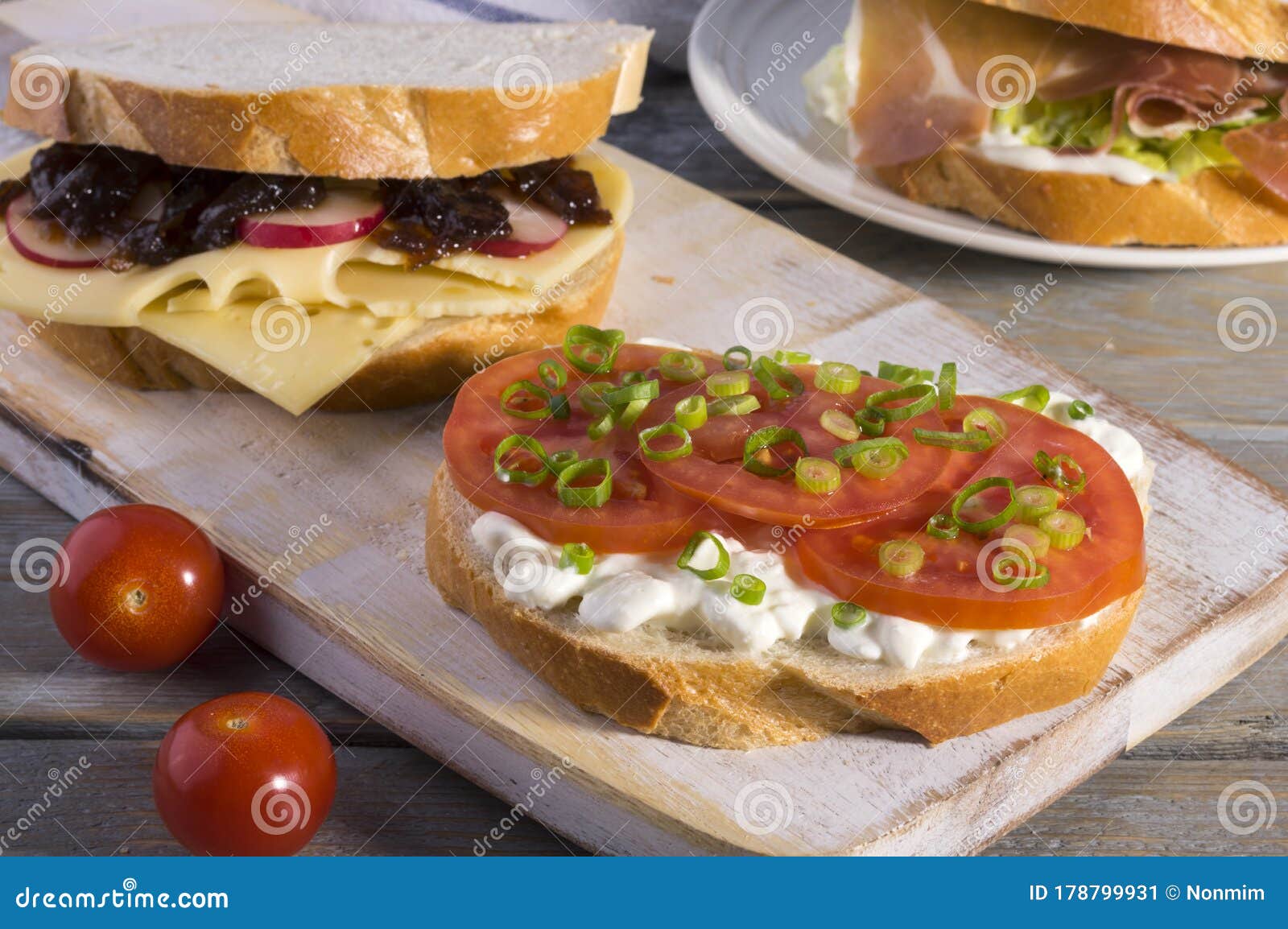 Varieties of Meat and Vegetarian Sandwiches Stock Image - Image of ...