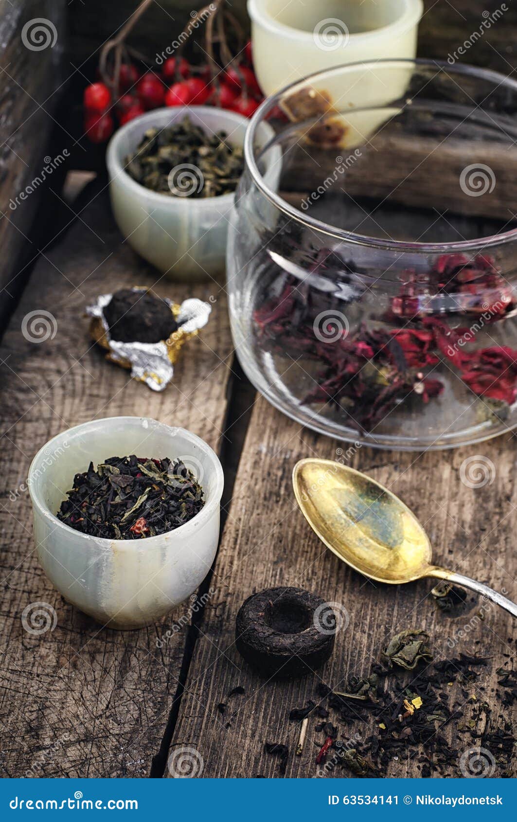 Varieties of tea stock image. Image of ingredient, spoon - 63534141