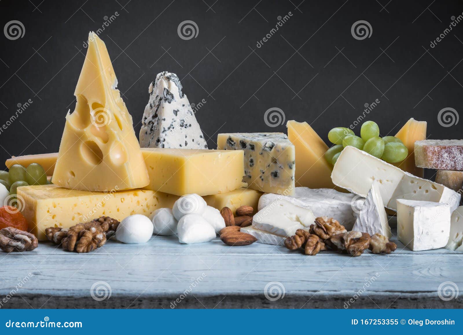 Varieties and Types of Cheese with Fruit, Nuts Stock Image - Image of ...