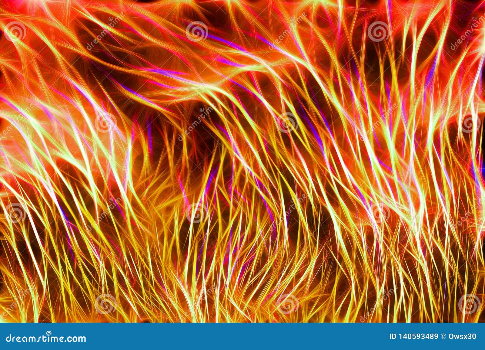 Bright Fire Flame On A Black Background In Neon Color Royalty-Free ...