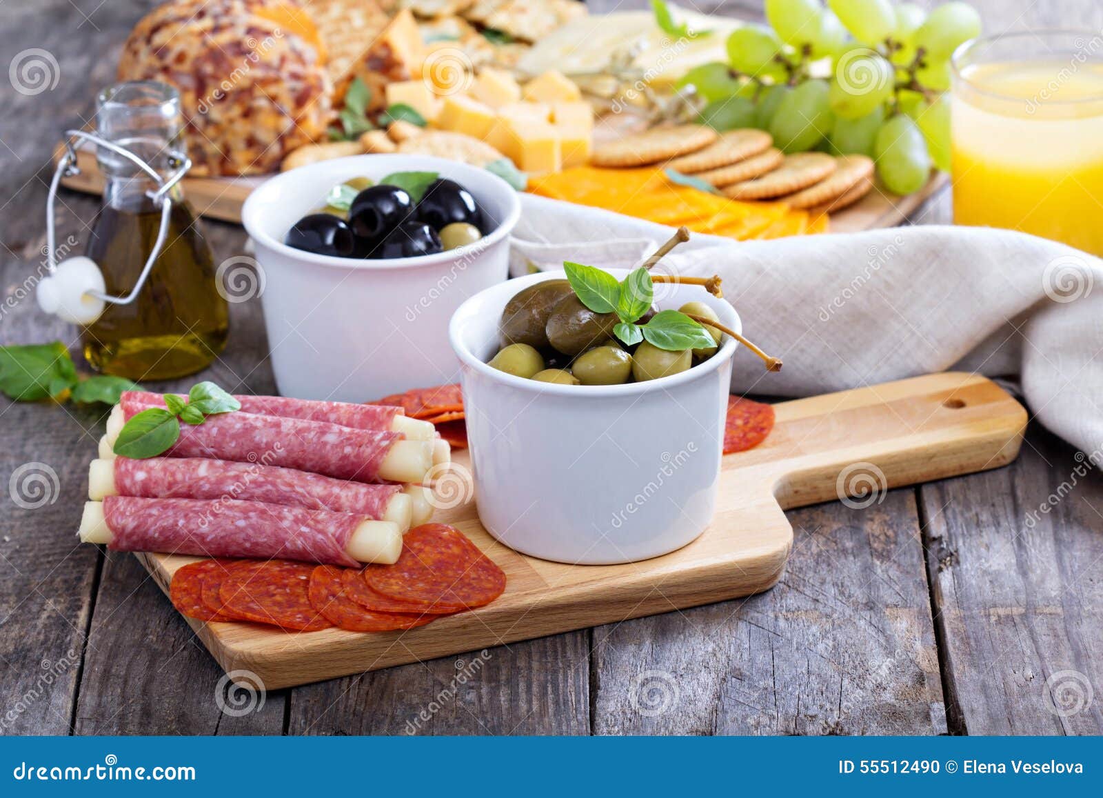 Variety of Appetizers on Dinner Table Stock Photo - Image of bowl ...