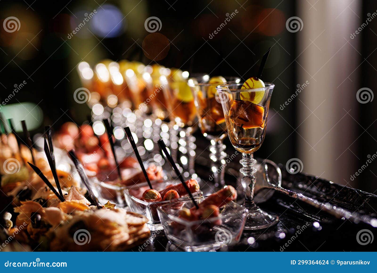 Variety of Appetizers and Snacks in Small Glasses at the Event Stock ...