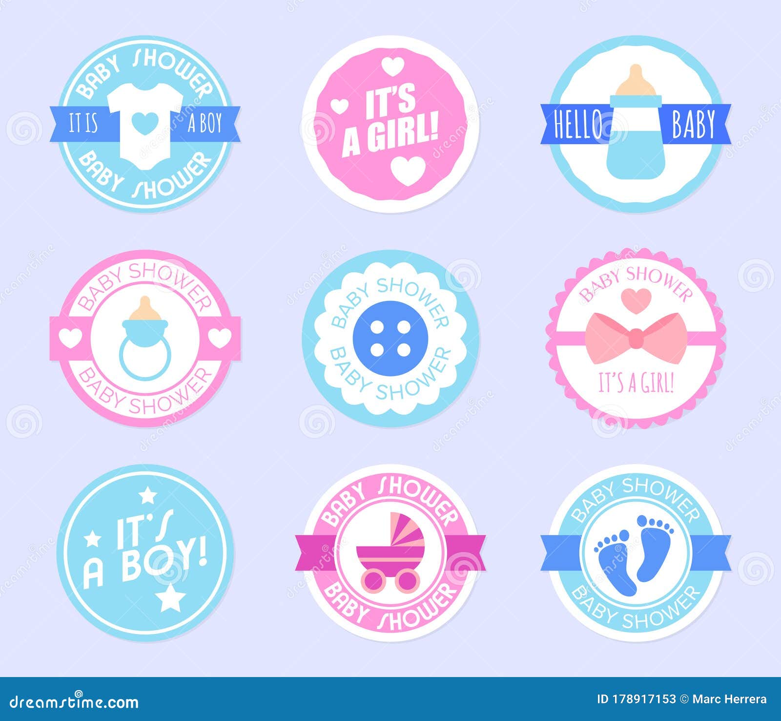 Variety of Baby Shower Emblems Stock Illustration - Illustration of ...