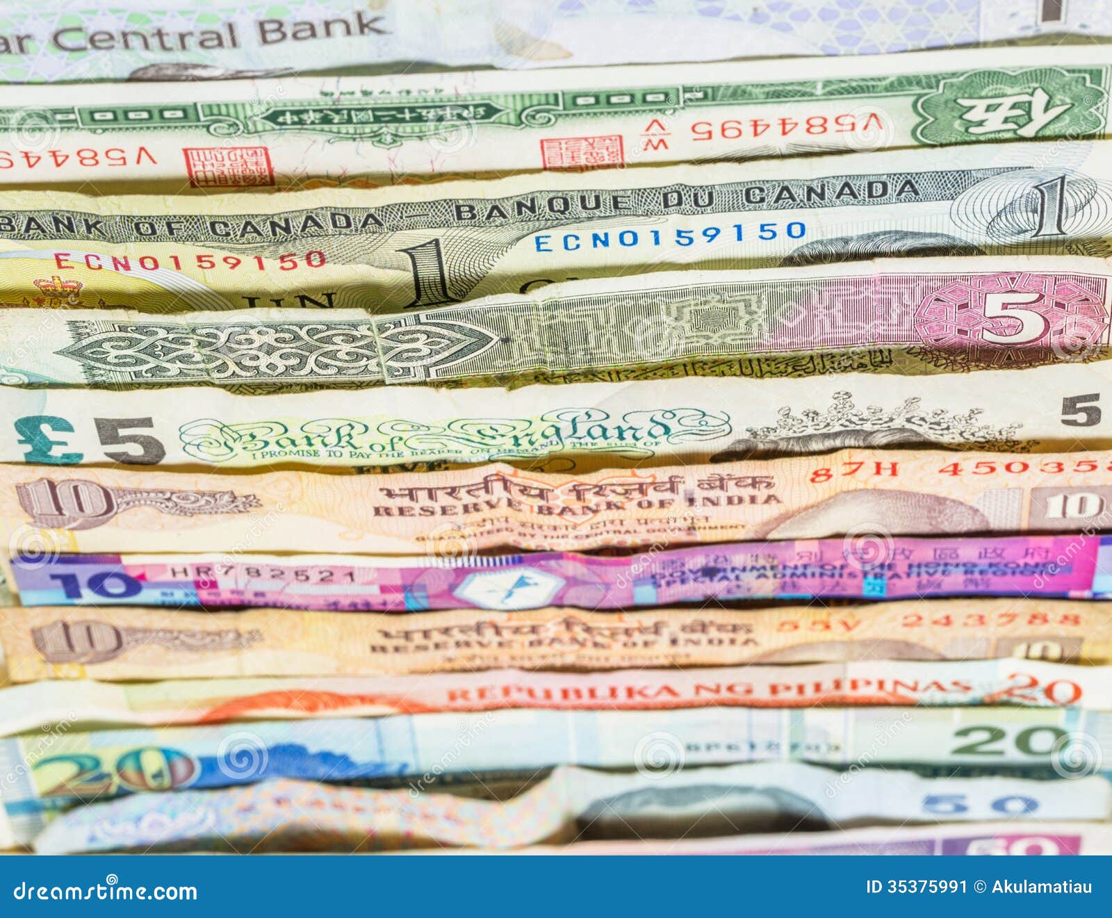 Variety of Bank Notes VII stock image. Image of clothesline - 35375991