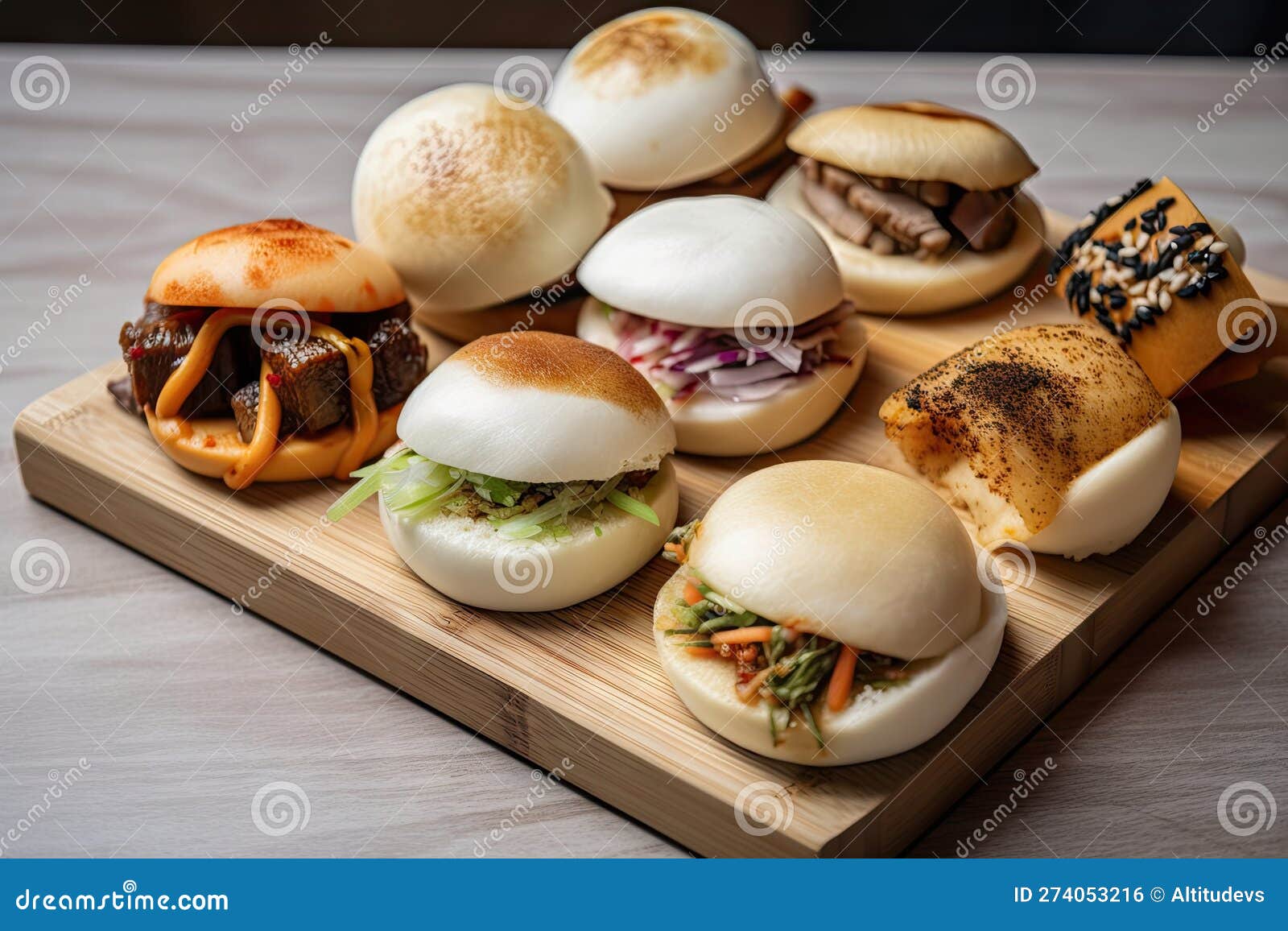 A Variety of Bao Buns with Different Fillings, Including Savory and ...