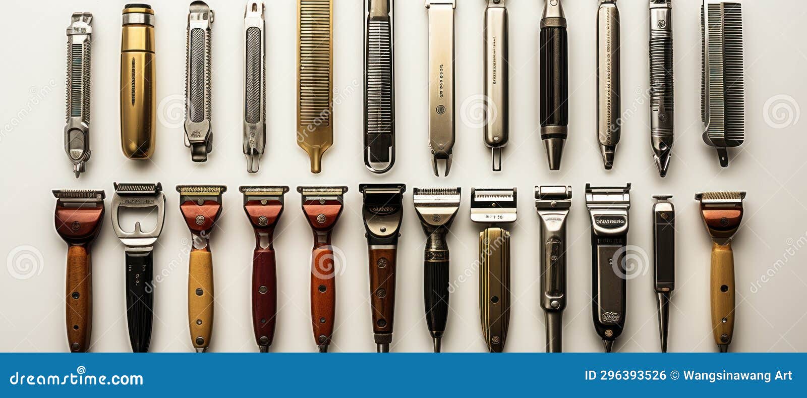 Variety of Barber Tools on White Background. Top View Stock ...