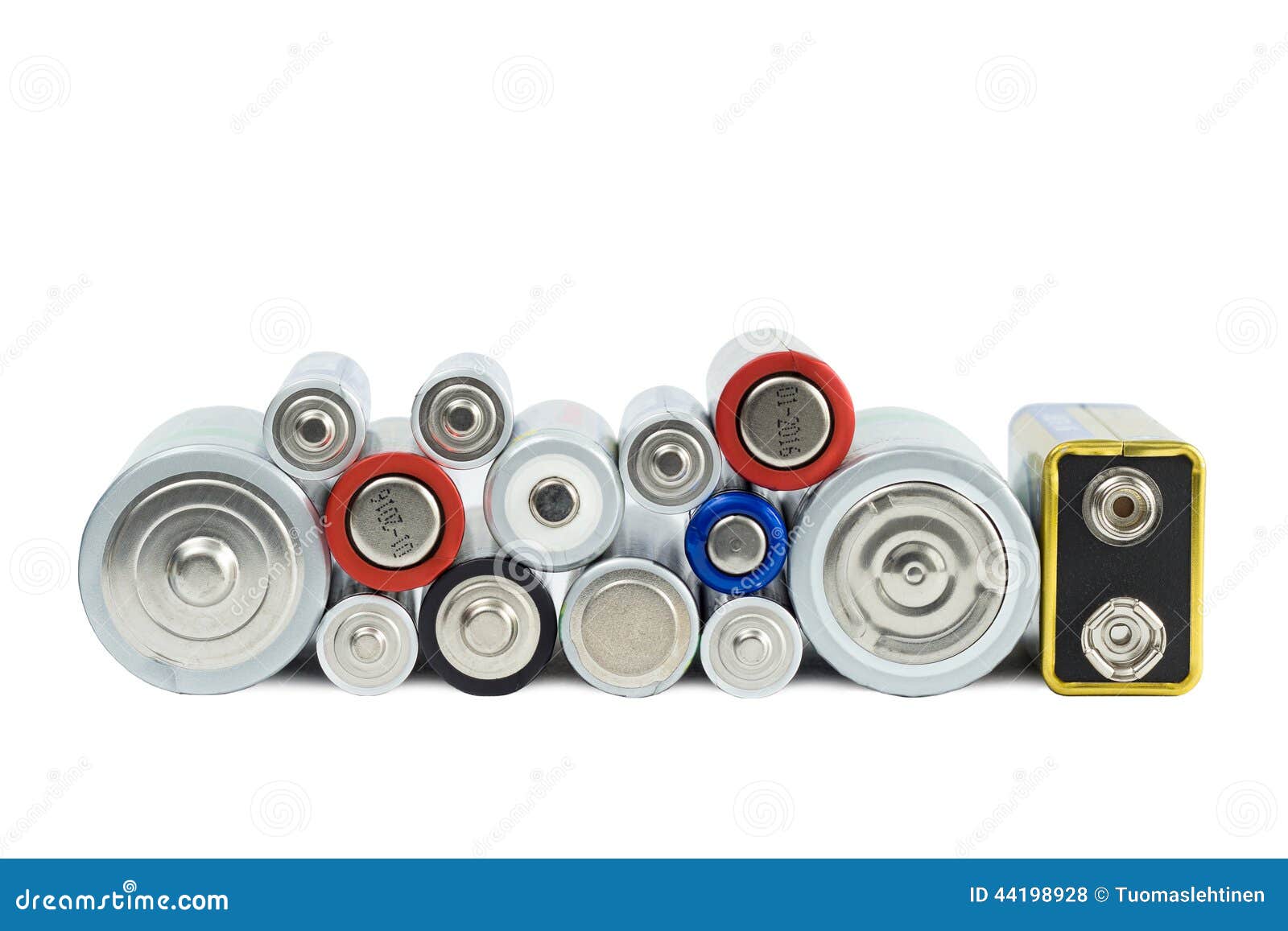Variety of Batteries Viewed from the Front Stock Photo - Image of ...