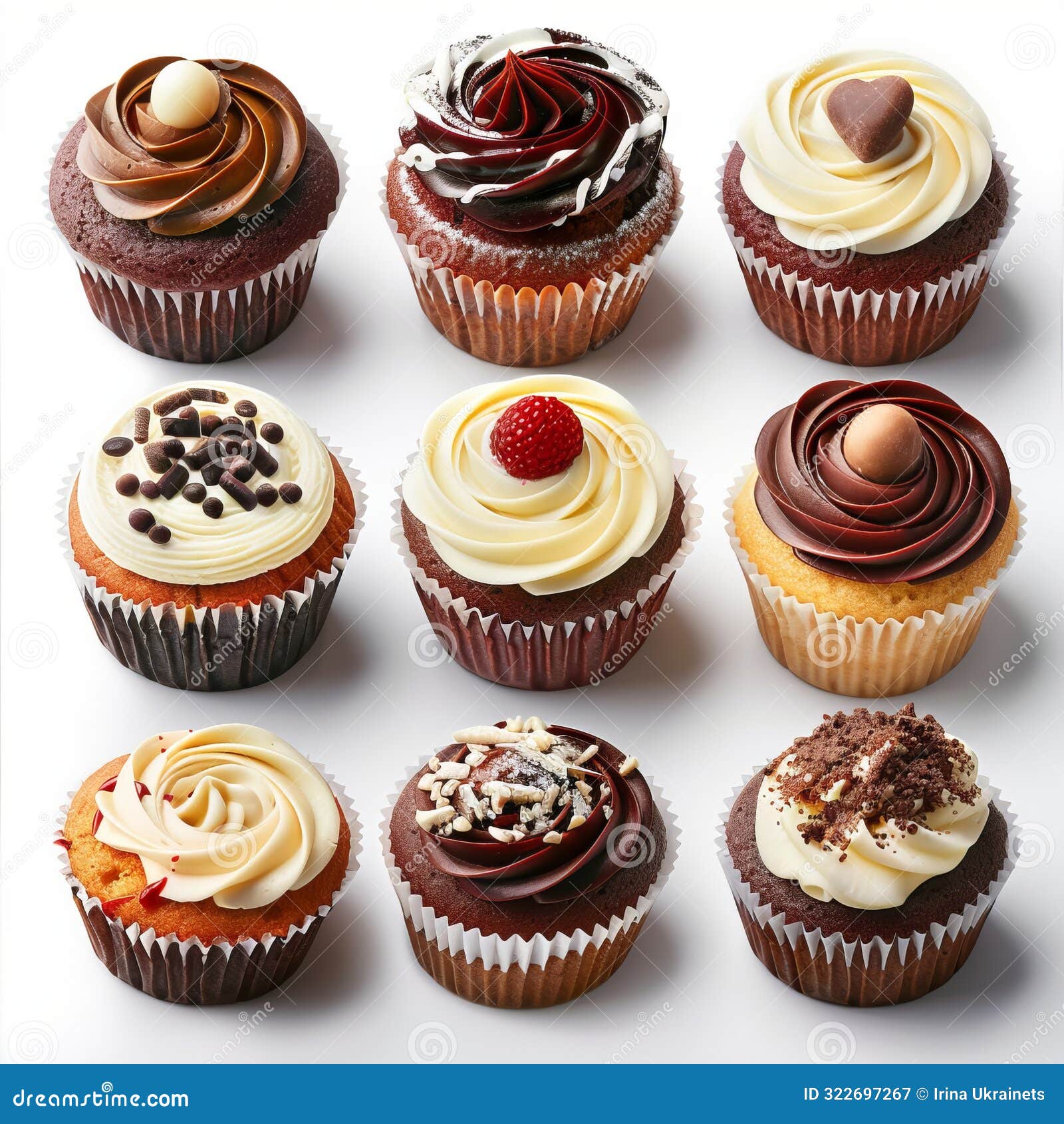 An Assortment of Delicious, Beautifully Decorated Cupcakes Arranged in ...
