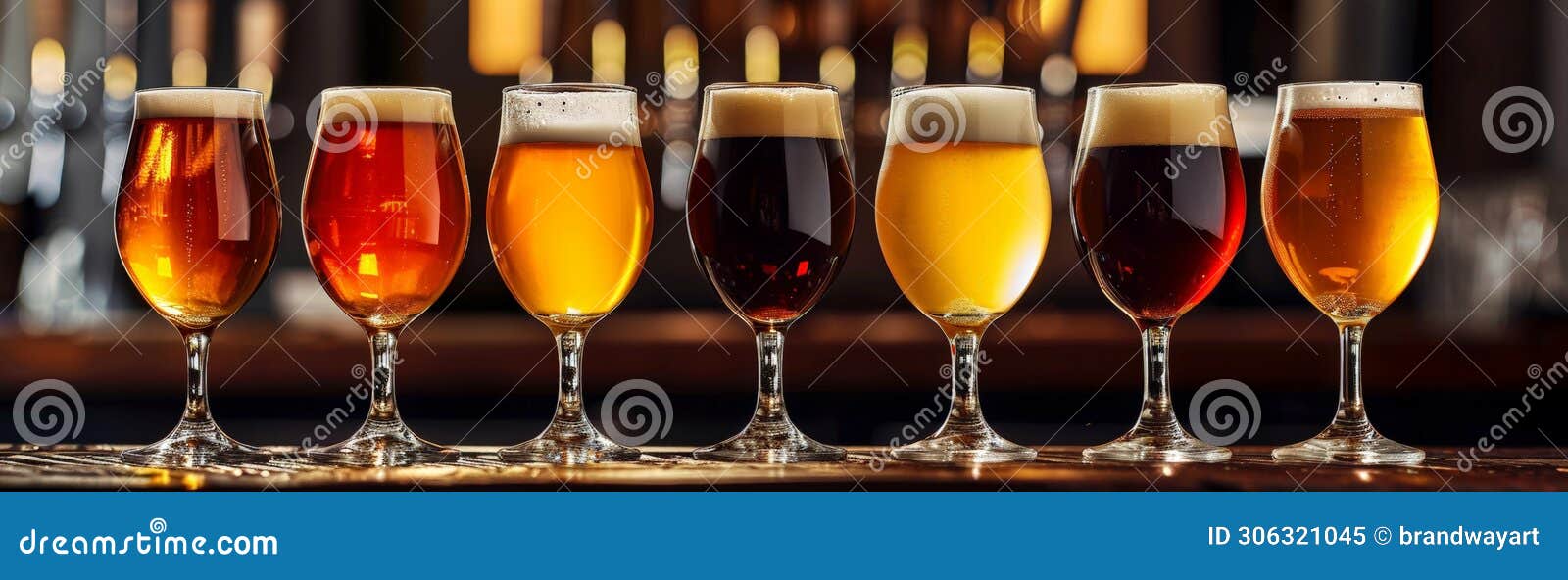 Variety of Beers in a Row stock illustration. Illustration of pilsner ...