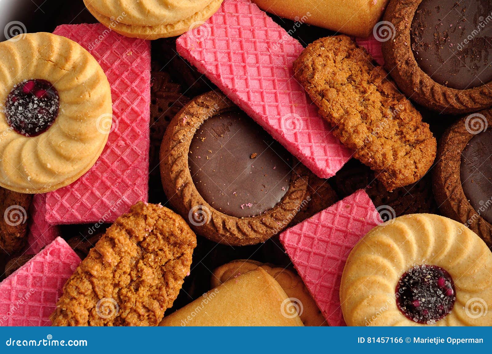 Variety of biscuits stock photo. Image of wooden, brown - 81457166