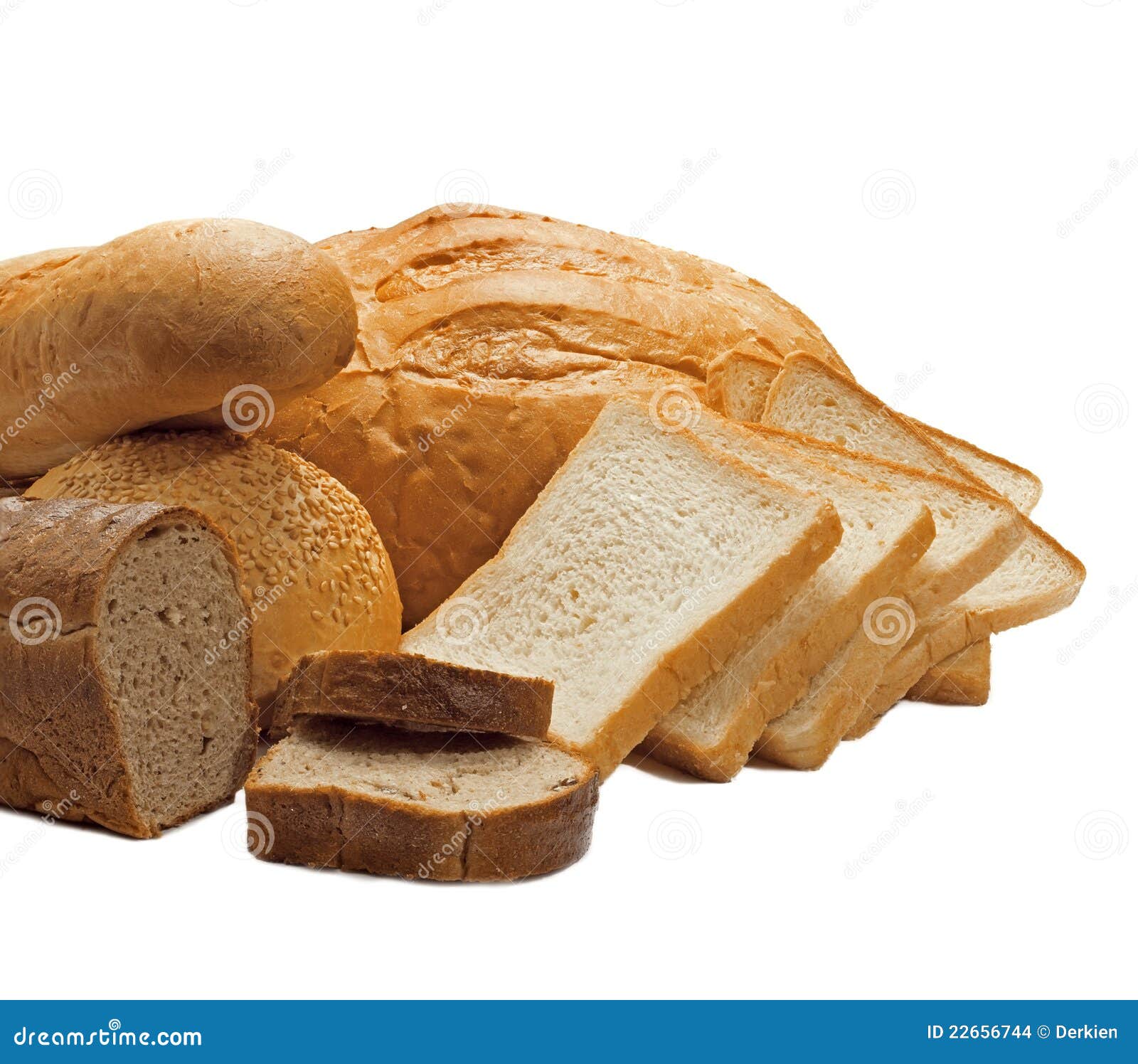 Variety of bread stock photo. Image of isolated, slice - 22656744