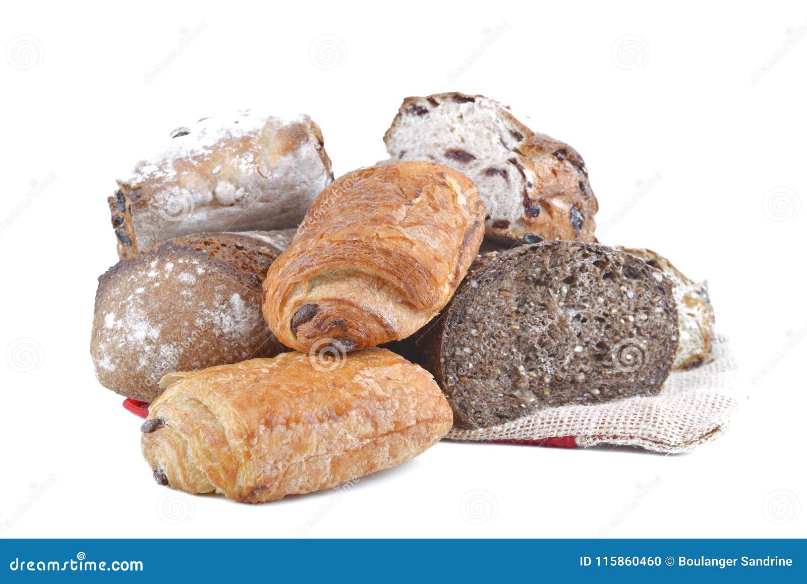 Variety of Bread and Pastry on White Background Stock Photo - Image of ...