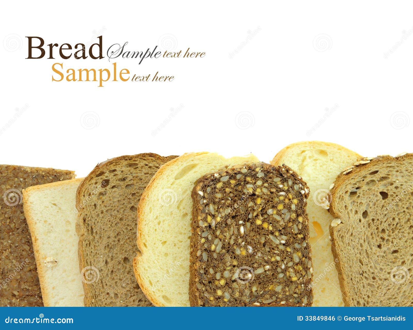 Variety of Bread Slices Horizontal Aligned Stock Photo - Image of baked ...