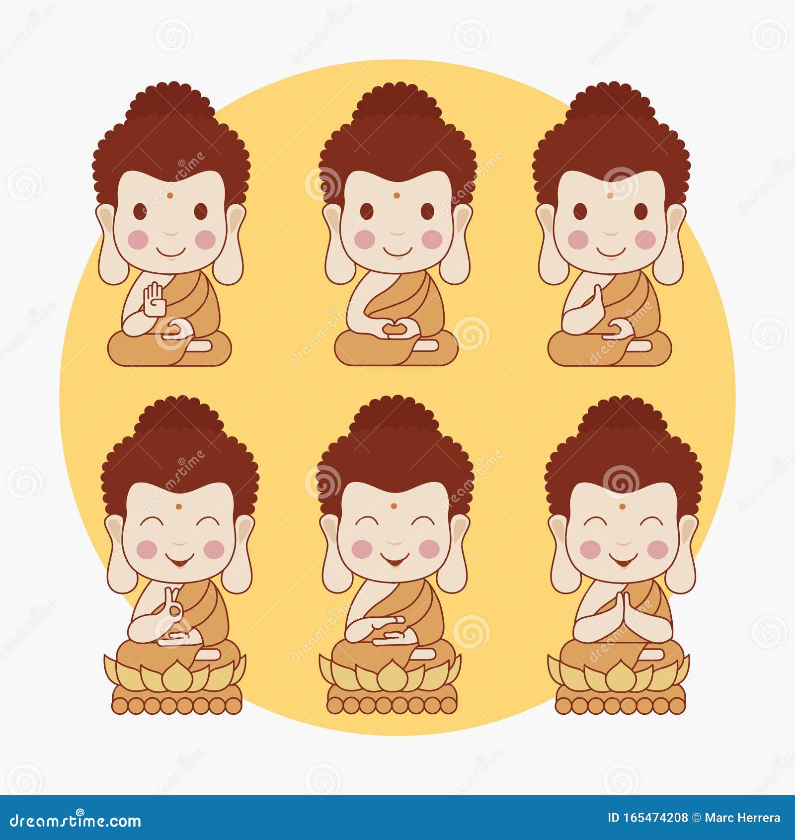 Variety Of Buddha Cartoon Set Vector Illustration | CartoonDealer.com ...